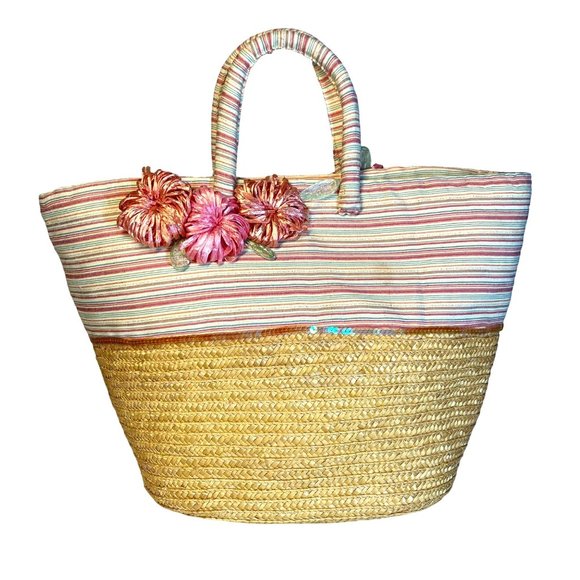Felix Ray | Bags | Vintage Felix Rey New York Rattan Sequin Pastel Pink ...